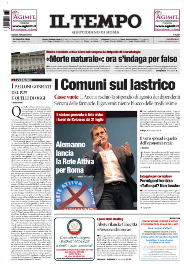 Le prime pagine di giovedì 26 luglio 2012 - Il Post