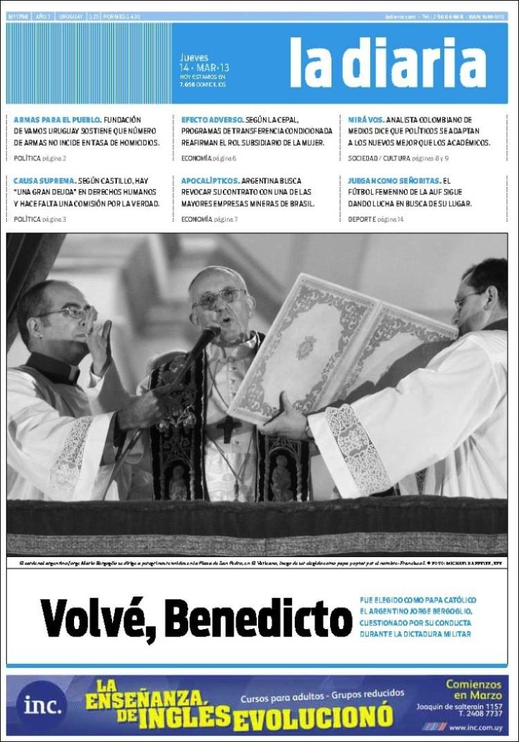 Le prime pagine internazionali su papa Francesco - Il Post