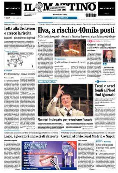 Le prime pagine di domenica 26 maggio 2013 - Il Post