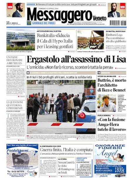 Le prime pagine di domenica 13 aprile 2014 - Il Post