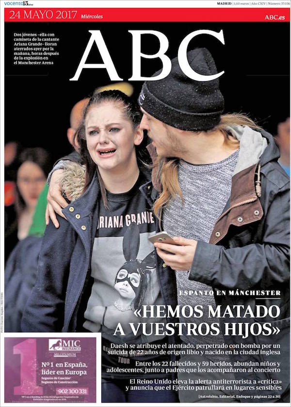 Le prime pagine internazionali sull'attentato di Manchester - Il Post