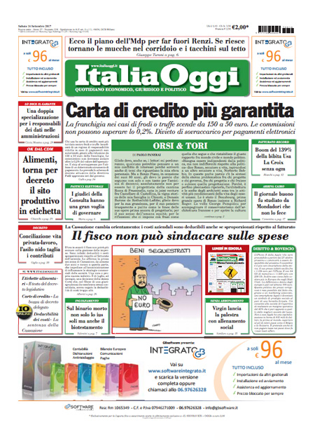 Le prime pagine di sabato 16 settembre 2017 - Il Post