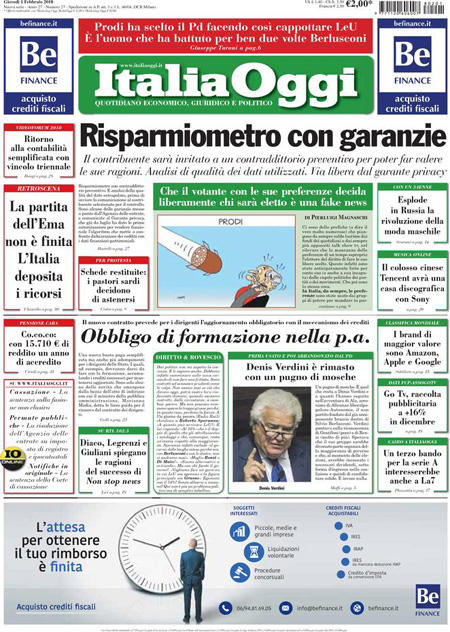 Le prime pagine di giovedì 1 febbraio 2018 - Il Post