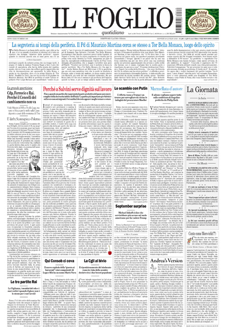 Le prime pagine di giovedì 19 luglio 2018 - Il Post