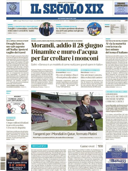 Le prime pagine di mercoledì 19 giugno 2019 - Il Post