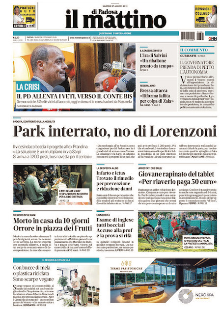 Le prime pagine di martedì 27 agosto 2019 - Il Post