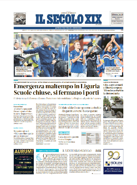 Le prime pagine di lunedì 21 ottobre 2019 - Il Post