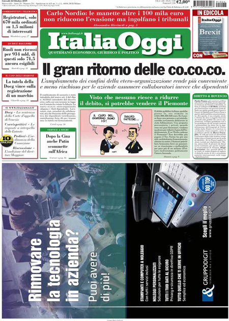 Le prime pagine di giovedì 24 ottobre 2019 - Il Post