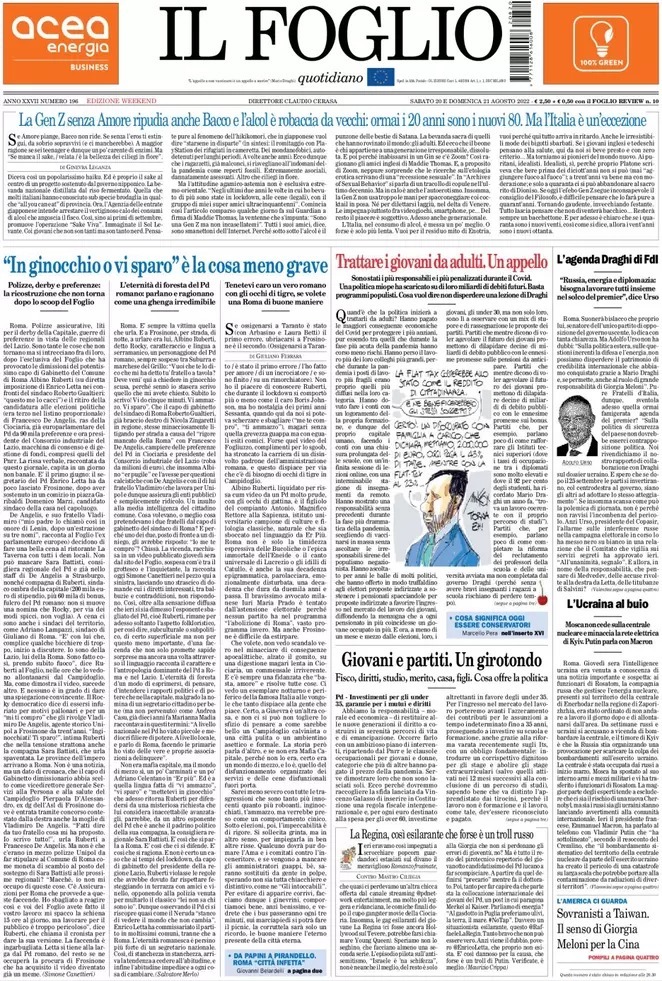 Le prime pagine di domenica 21 agosto 2022 - Il Post