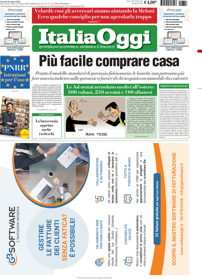 Le prime pagine di venerdì 26 agosto 2022 - Il Post