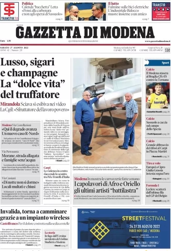 Le prime pagine di sabato 27 agosto 2022 - Il Post