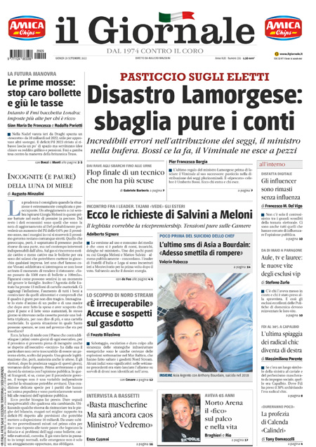 Le prime pagine di giovedì 29 settembre 2022 - Il Post