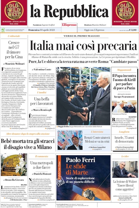 Le prime pagine di domenica 30 aprile 2023 - Il Post